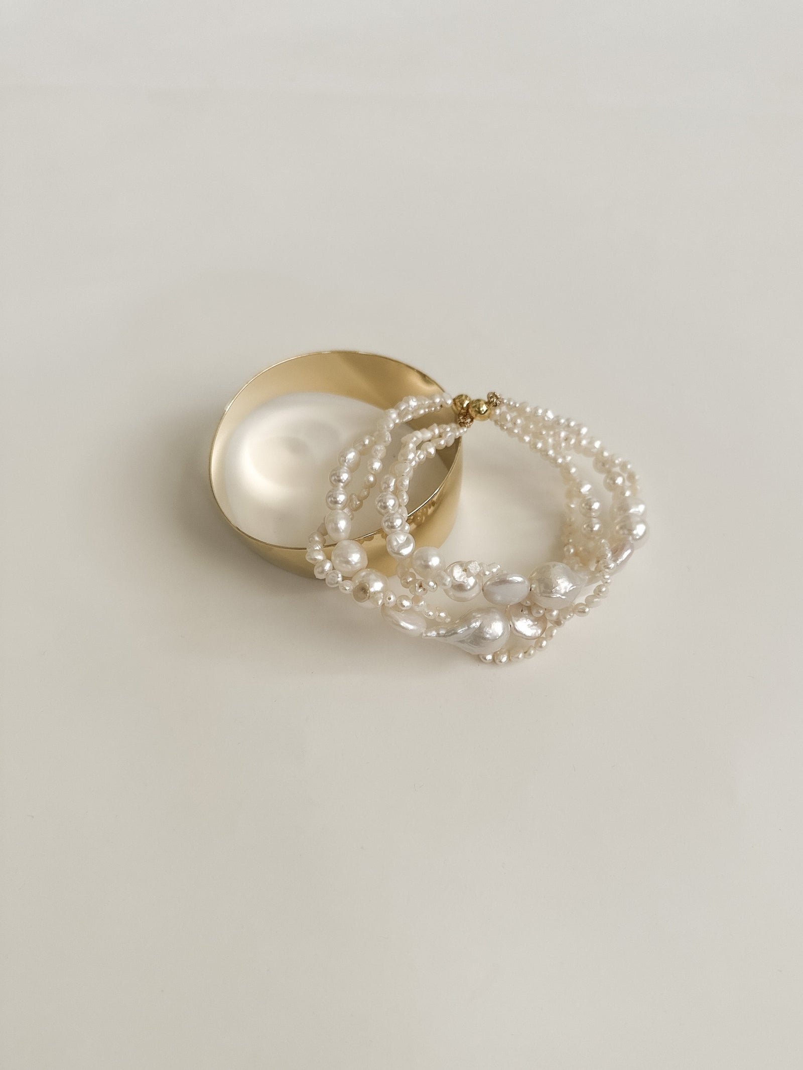 Baroque Wavering Bracelet | Pearl & 14k Gold-Plated Bracelet | A.B. ELLIE