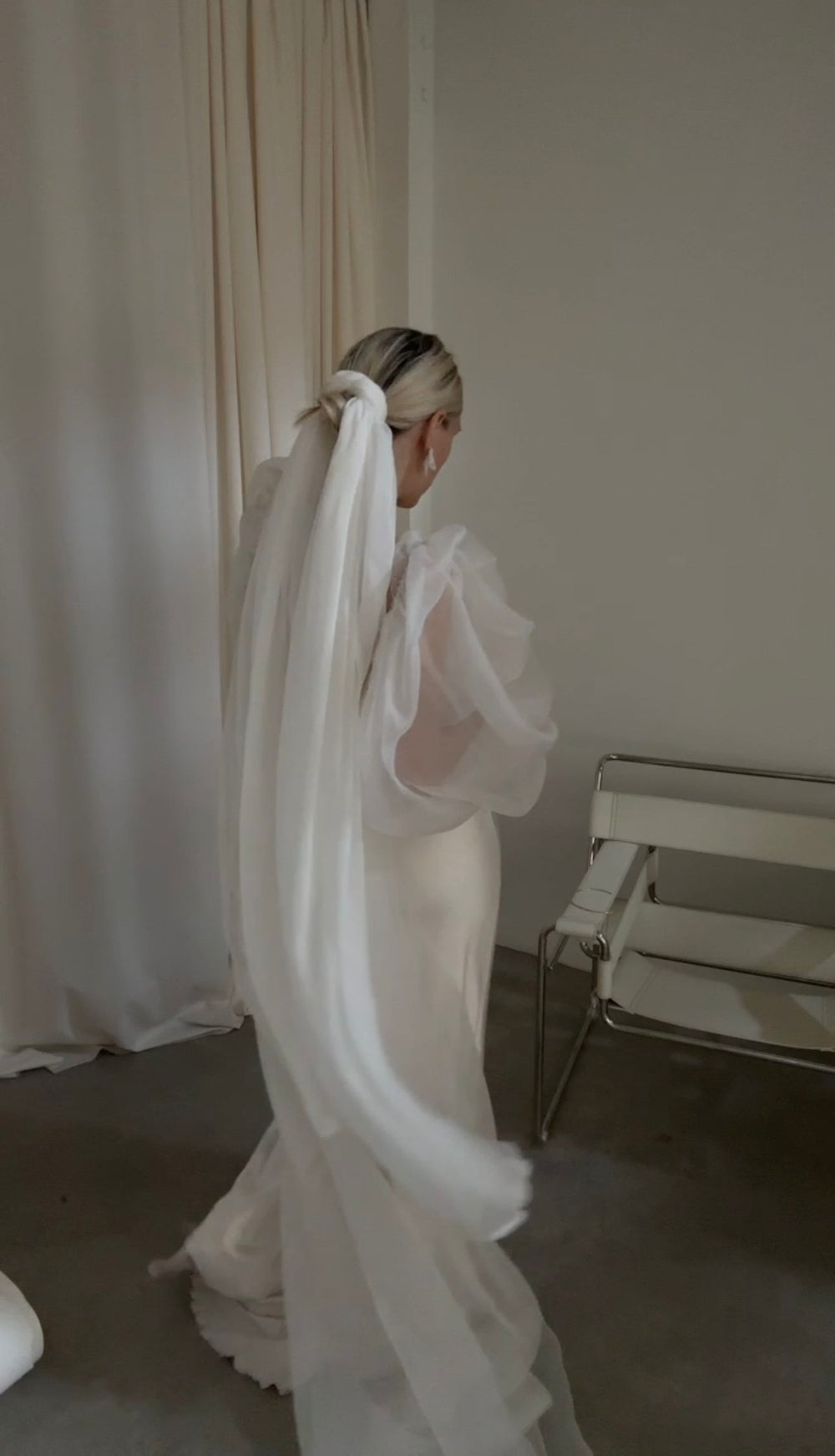 Silk Chiffon Drop Wedding Veil | Bridal Veil | A.B. ELLIE