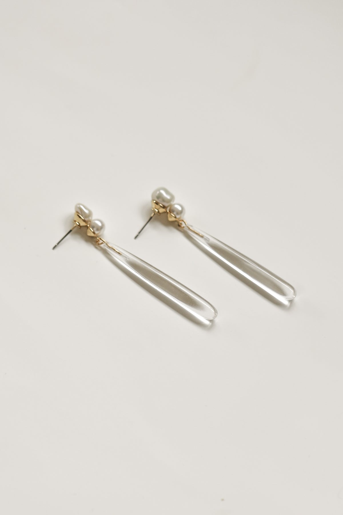 Long Glass & Pearl Drop Earrings | Bridal Drop Earrings | A.B. ELLIE