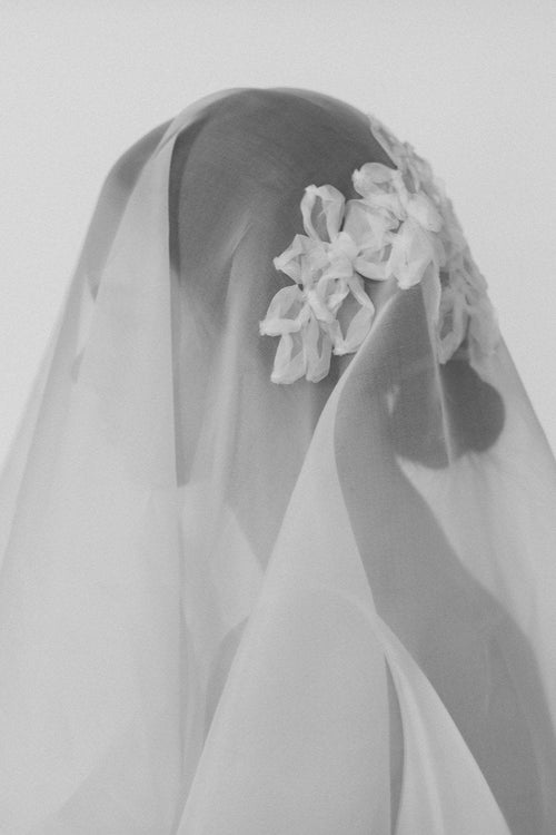 Kinsley Drop Wedding Veil | Bridal Silk Drop Veil | A.B. ELLIE
