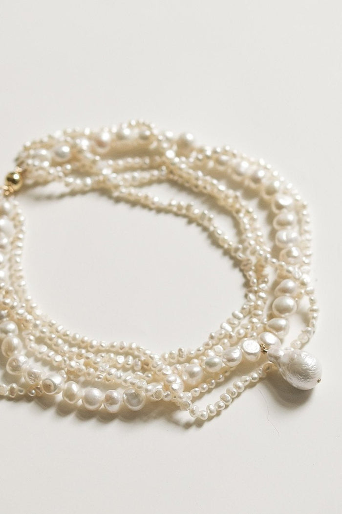 Layered Freshwater Pearl Necklace | Statement Bridal Necklace | A.B. ELLIE