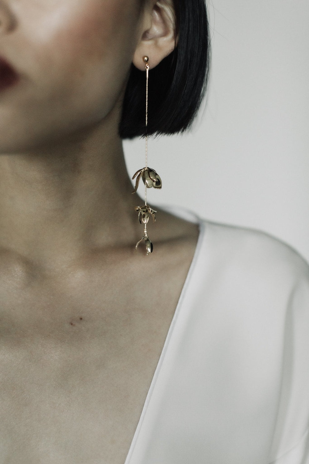 Magnolia Gold Strand Earrings | Bridal Floral Strand Earrings | A.B. ELLIE