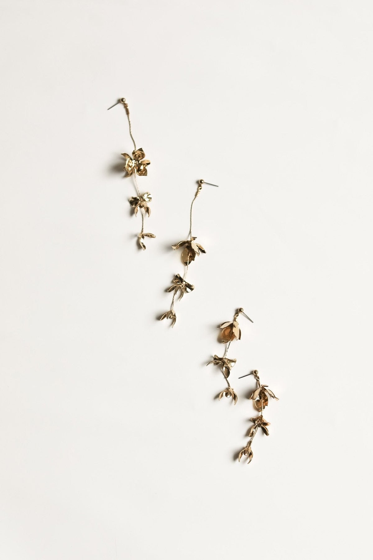 Magnolia Gold Strand Earrings | Bridal Floral Strand Earrings | A.B. ELLIE