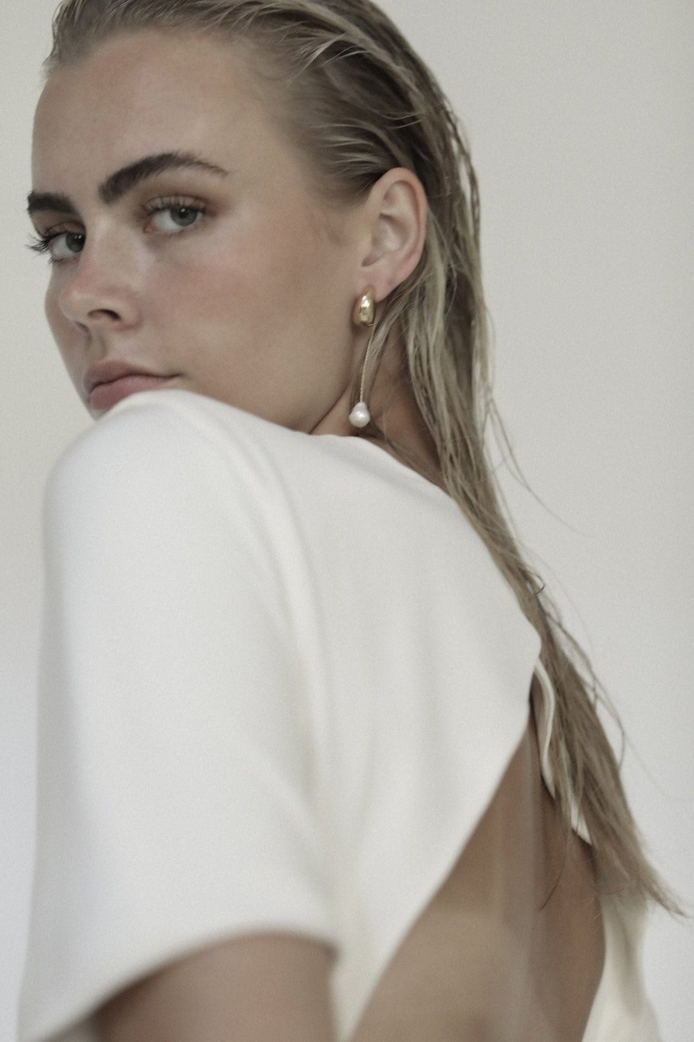 Oryann Pearl Chain Strand Bridal Earrings | Sculptural Bridal Strands ...